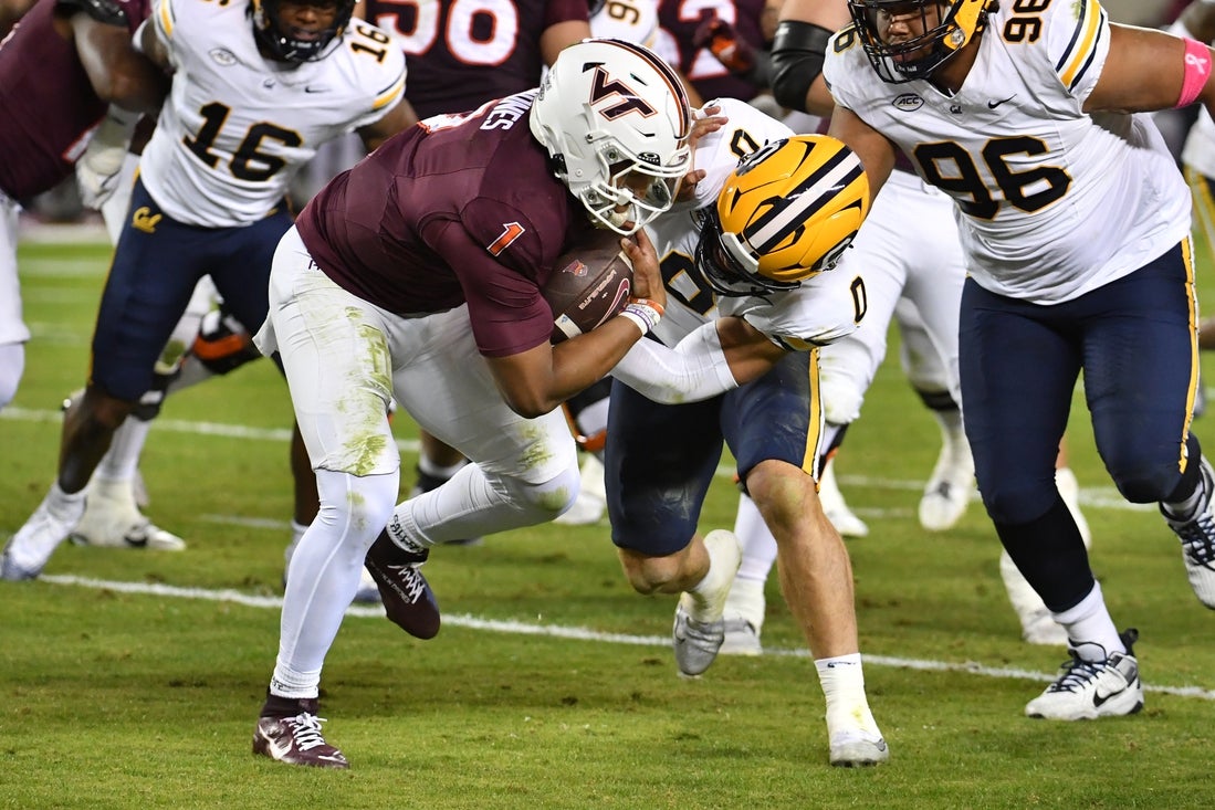 NCAAF: Kyron Drones, Virginia Tech eke out win over Cal in 2 OTs